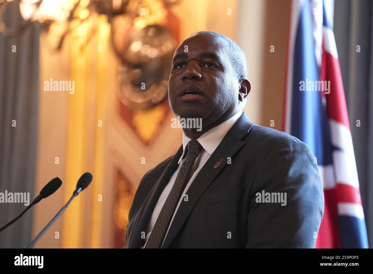 Foreign Secretary David Lammy speaking during an event at the Foreign ...