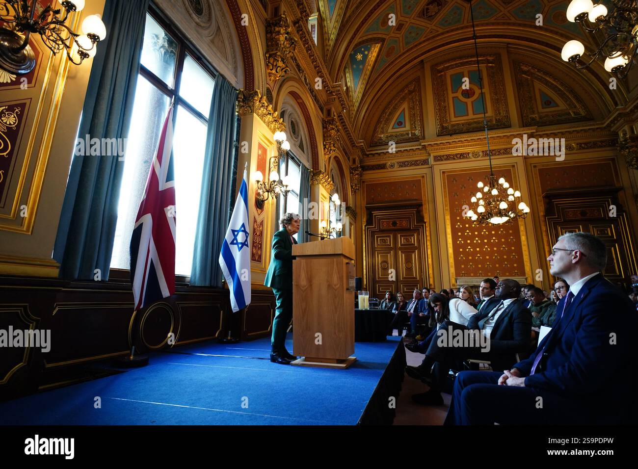 Holocaust survivor Janine Webber speaking during an event at the ...