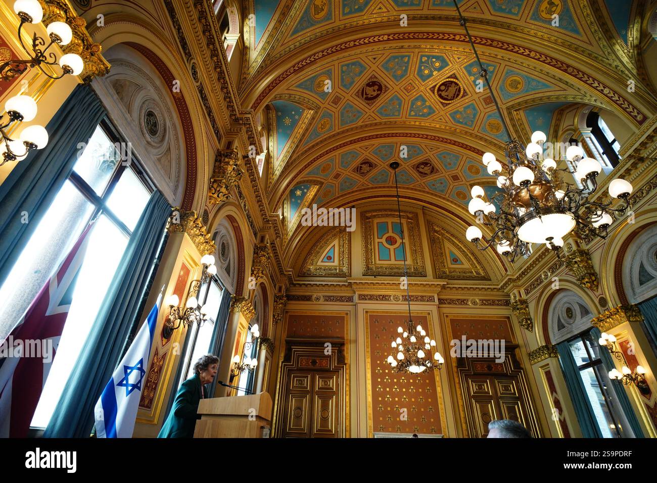 Holocaust survivor Janine Webber speaking during an event at the ...