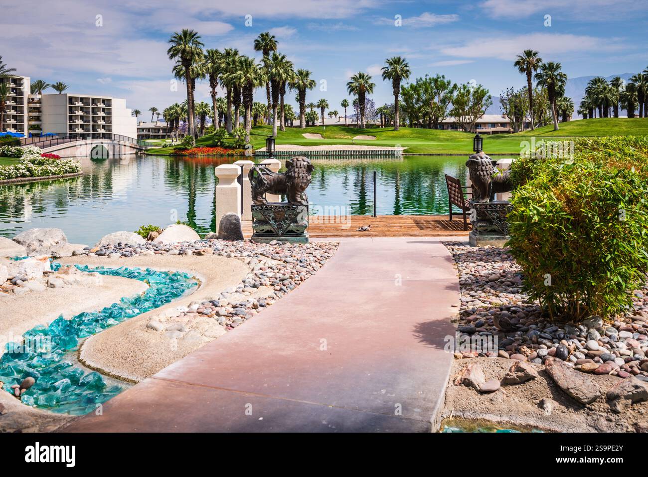 Palm Desert, CA USA - May 6, 2018: Beautifully landscaped garden path ...