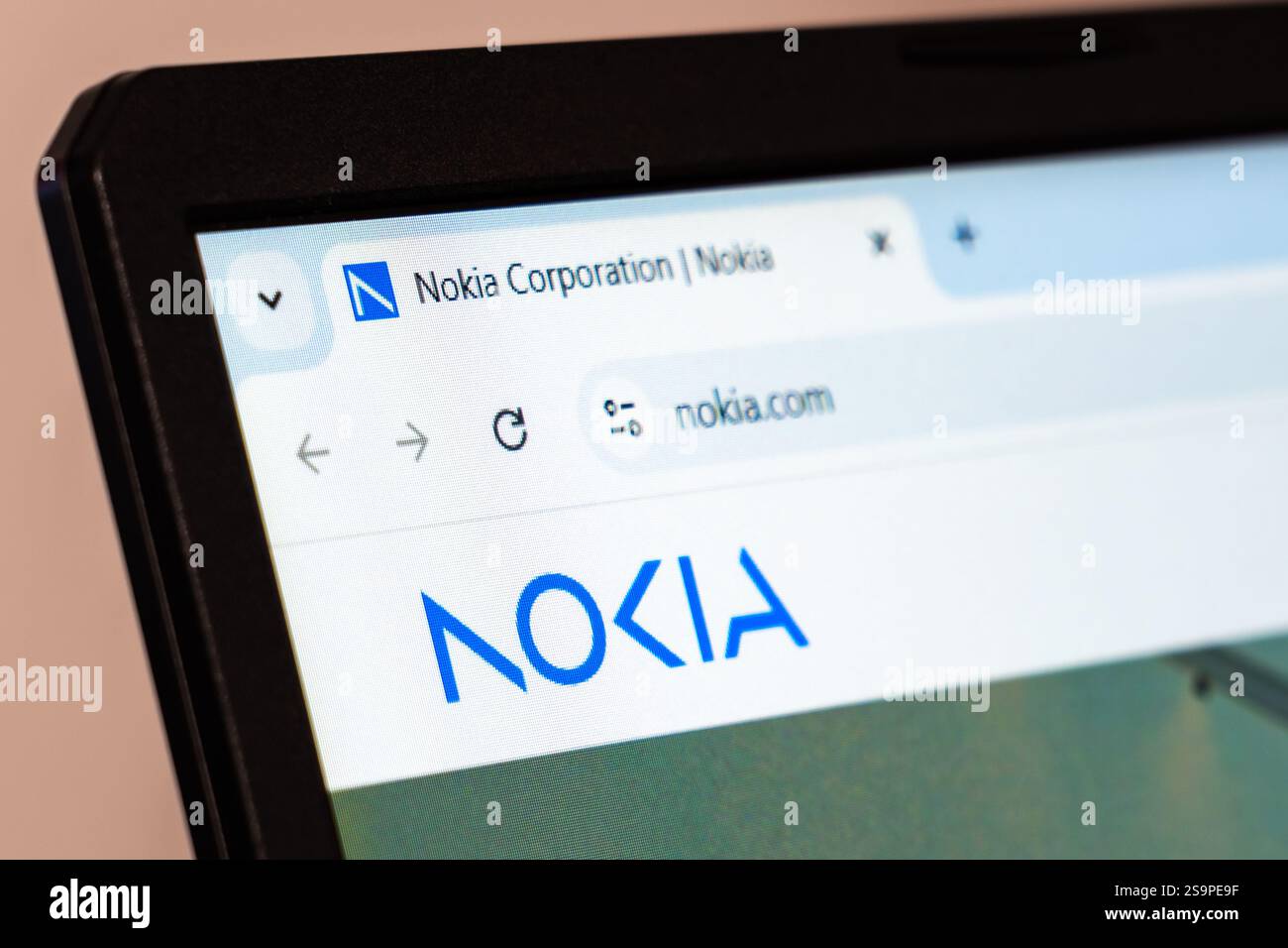 New York, USA - January 26, 2025: Nokia Corporation website homepage ...