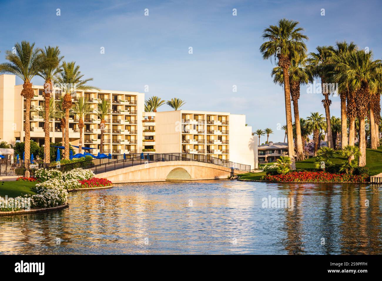 Palm Desert, CA USA - May 6, 2018: Beautiful landscaped garden path at ...