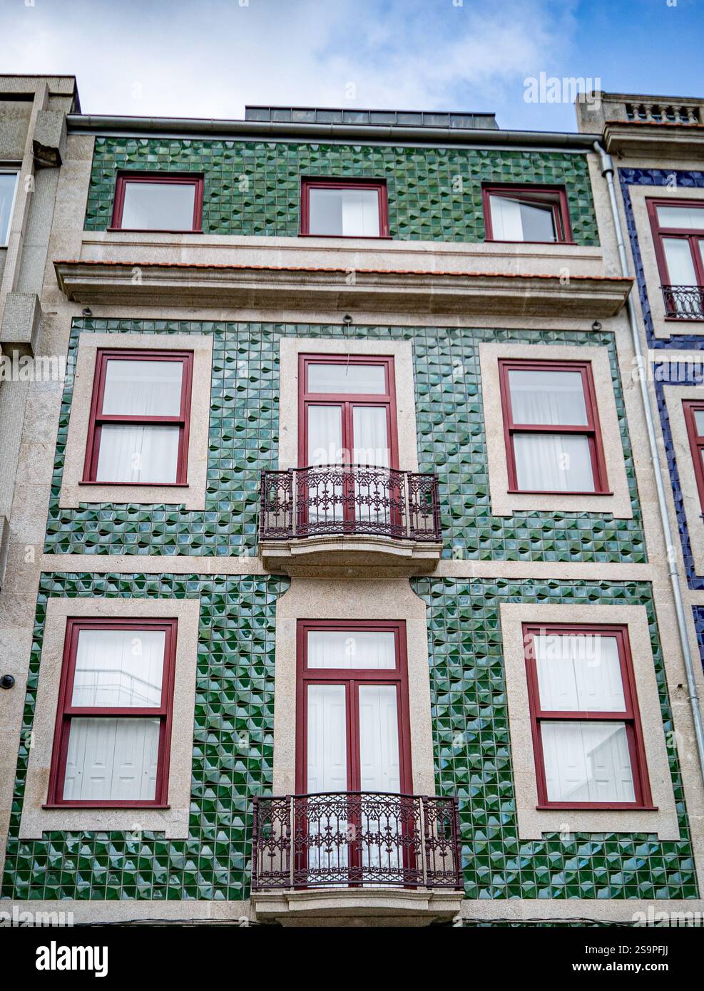 Classic Blue Azulejo-Tiled Building in Portugal Stock Photo - Alamy