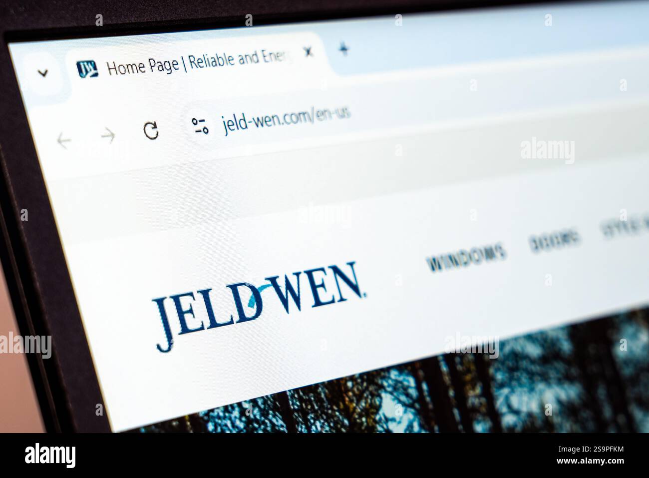 New York, USA - January 20, 2025: Jeld-Wen website showcasing windows, doors, and home building ...