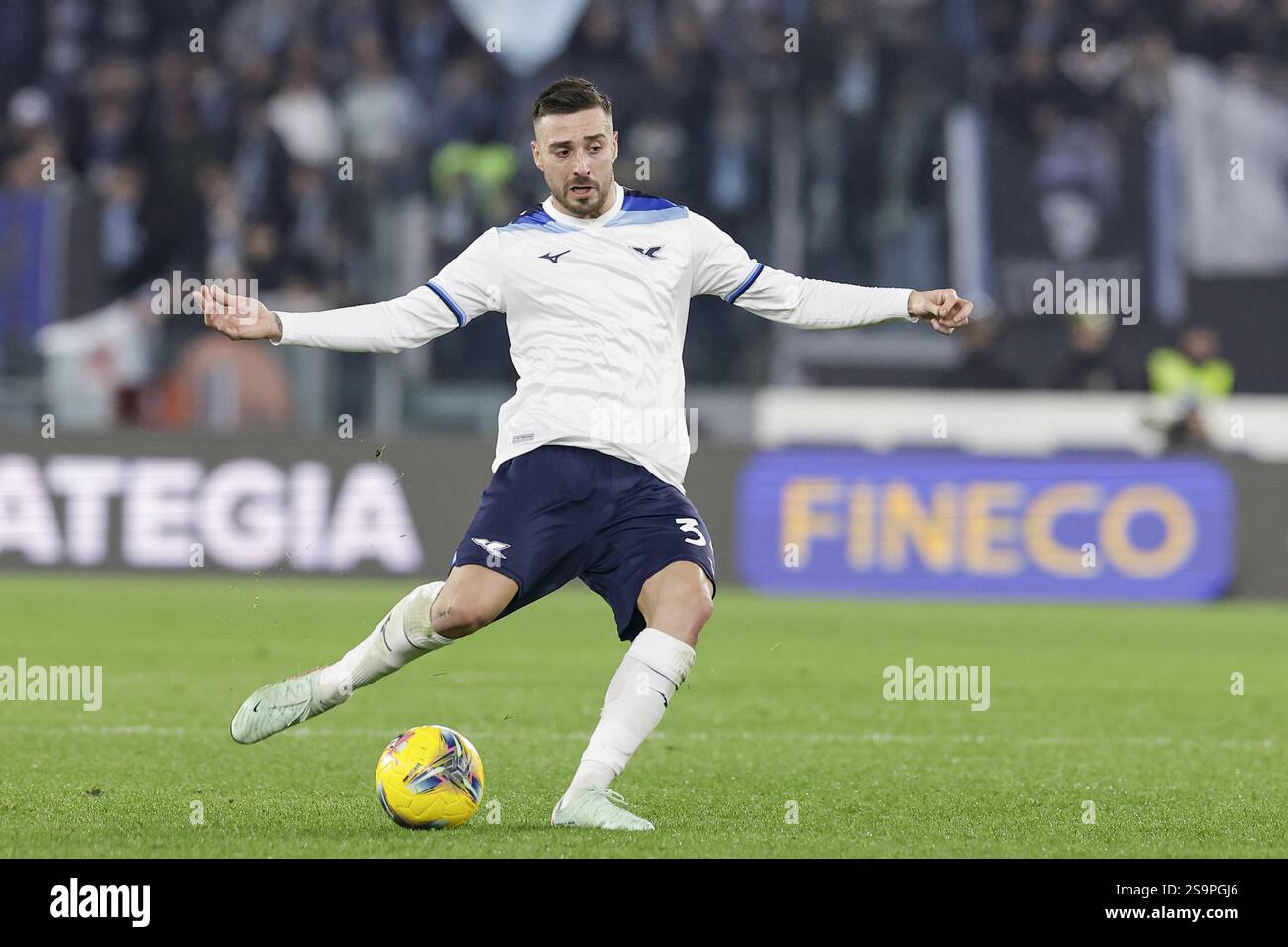 Lazioâ??s Spanish defender Mario Gila controls the ball during the ...