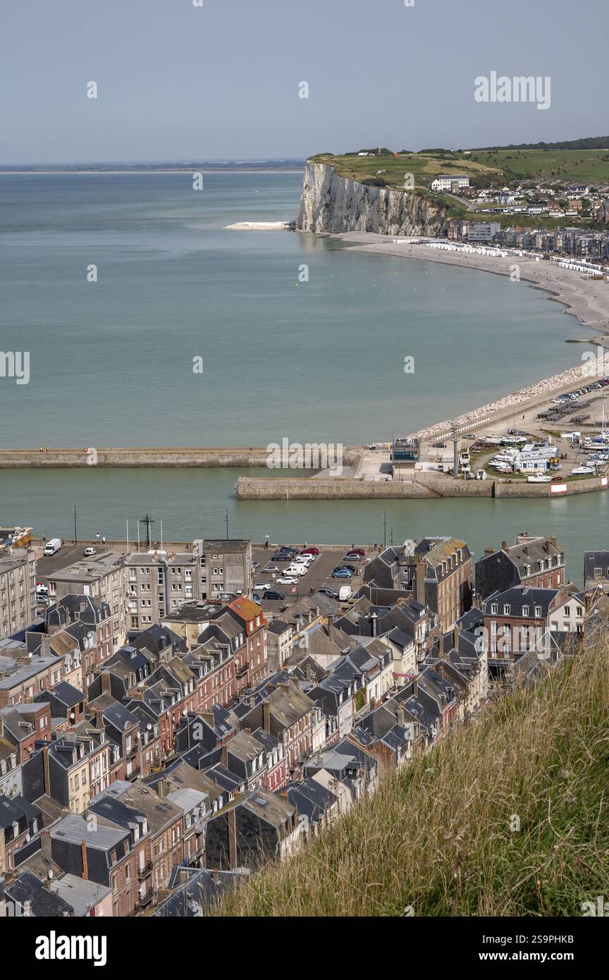 The view of Le Treport from the clifftop viewpoint, Cote d'Albatre ...
