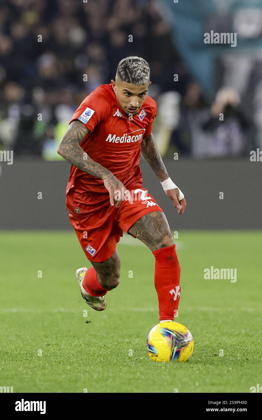 Rome, Italy. 26th Jan, 2025. Fiorentina's Brazilian defender Dodo ...