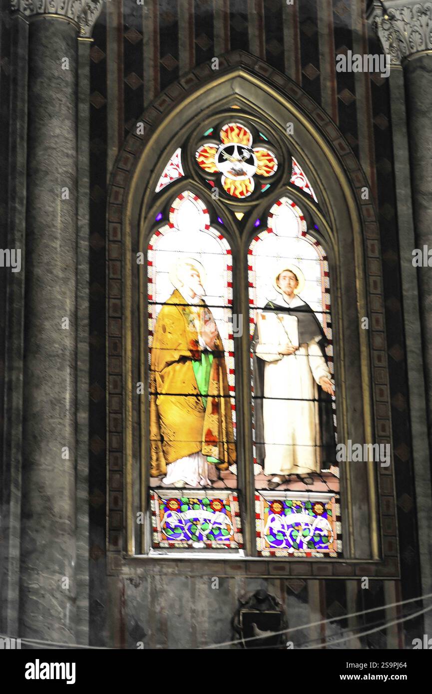 Interior view of the Gothic basilica, construction began at the end of ...