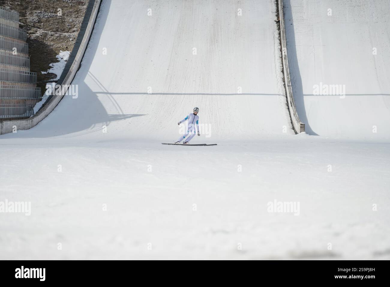 Ski jumping practice session at Planica, a famous ski sports center in ...