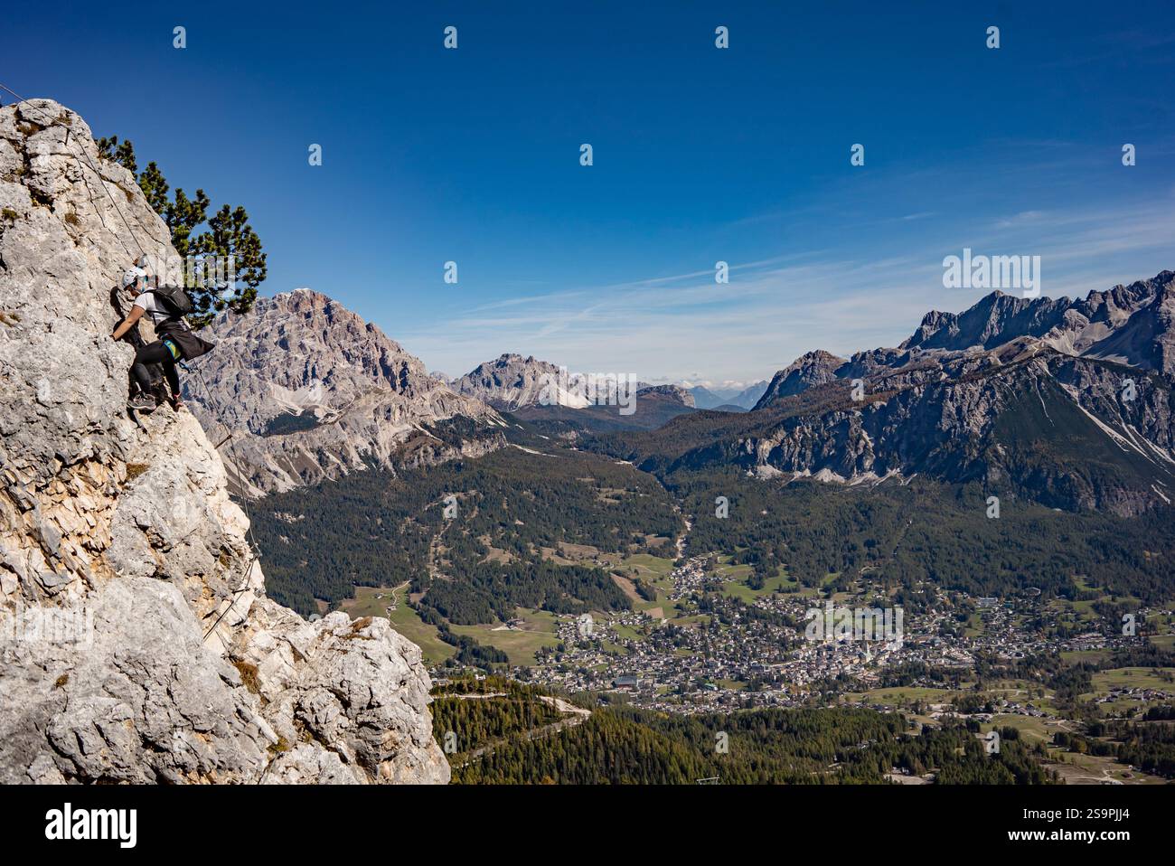Climber on Via Ferrata in the Dolomites Stock Photo - Alamy