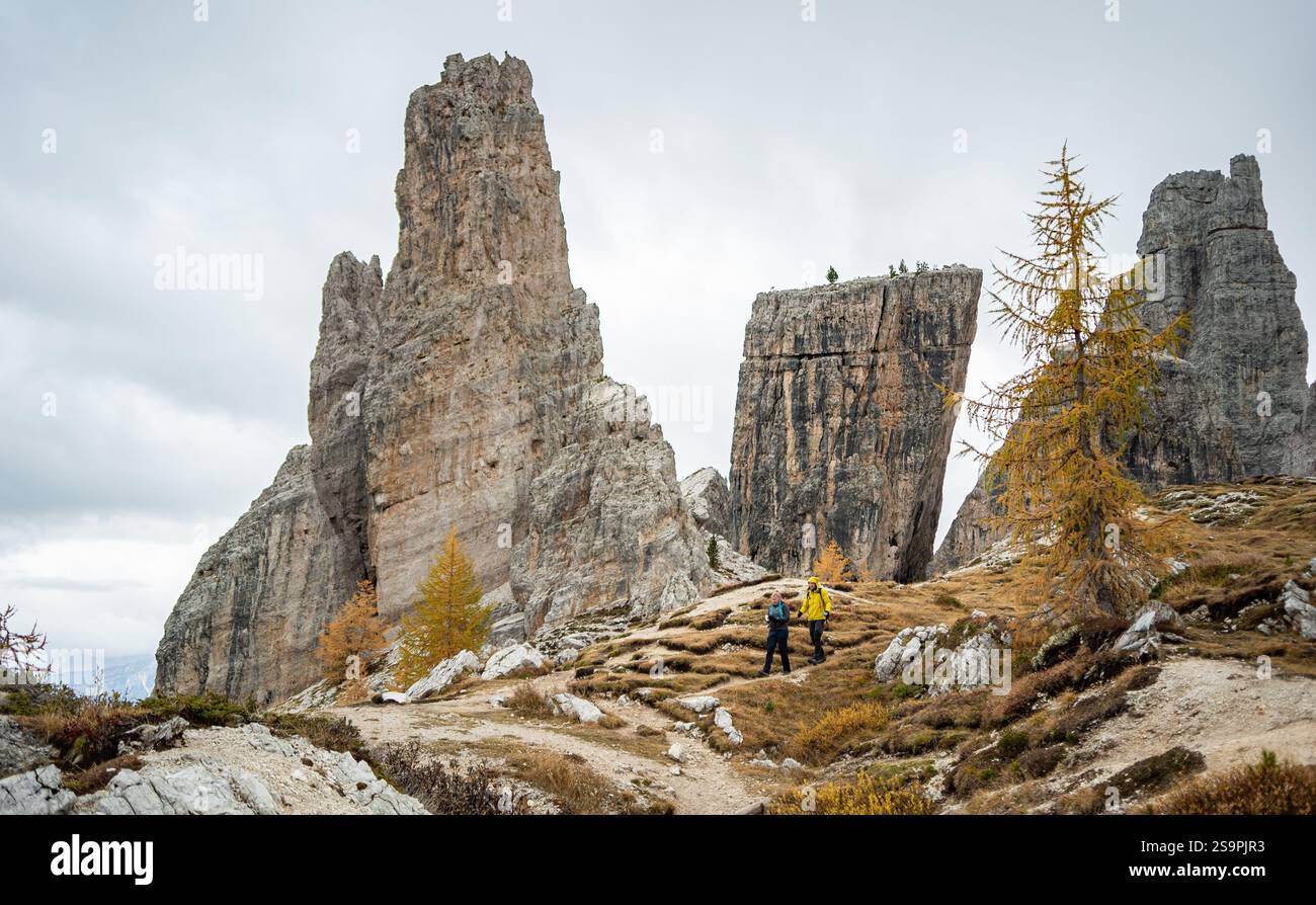 Scenic Alpine View with Autumn Foliage in the Dolomites Stock Photo - Alamy