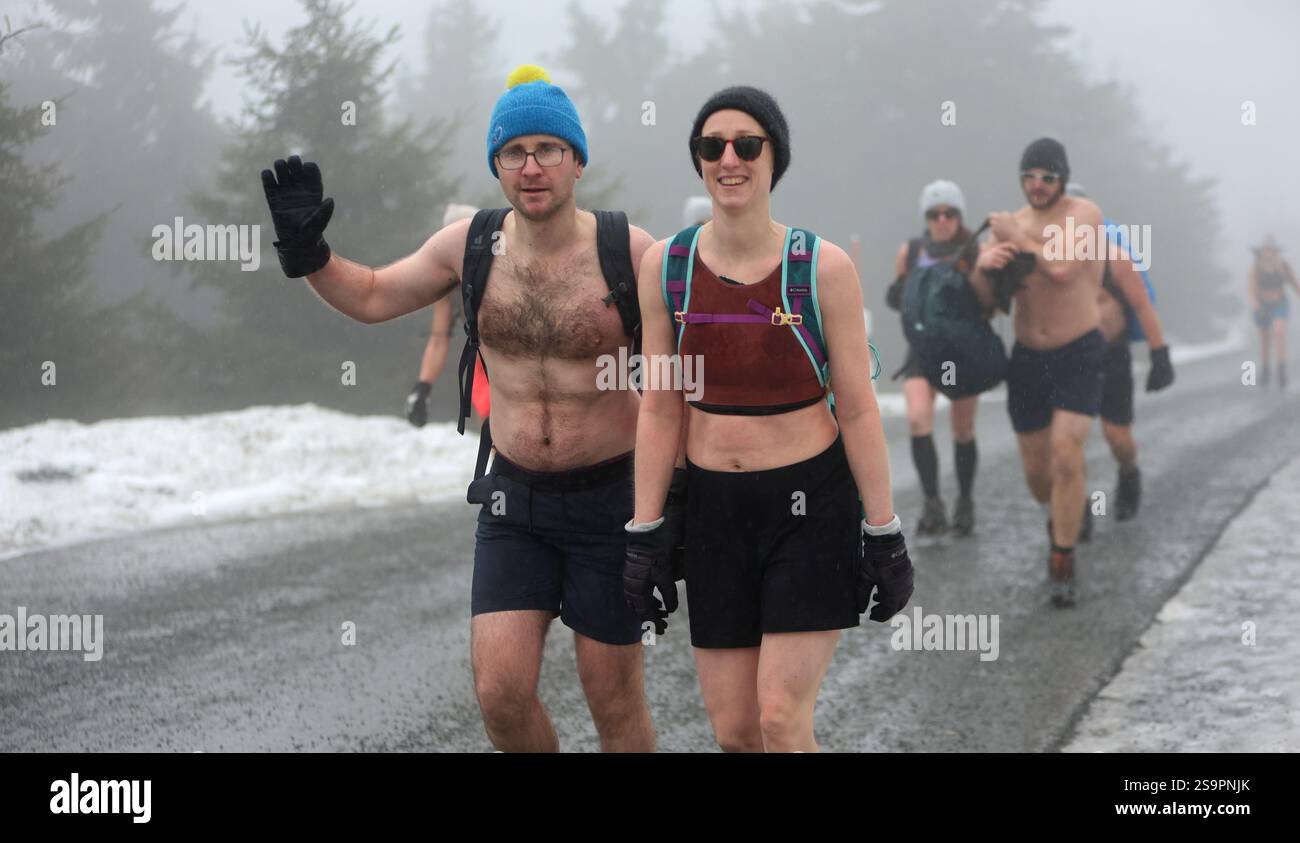 Schierke, Germany. 27th Jan, 2025. An extreme hiking group is on its ...