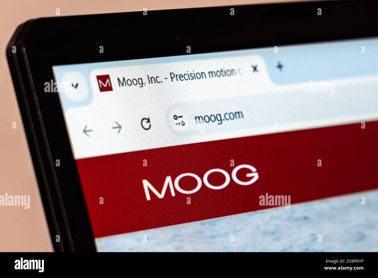 New York, USA - January 26, 2025: Moog website displayed on a laptop ...