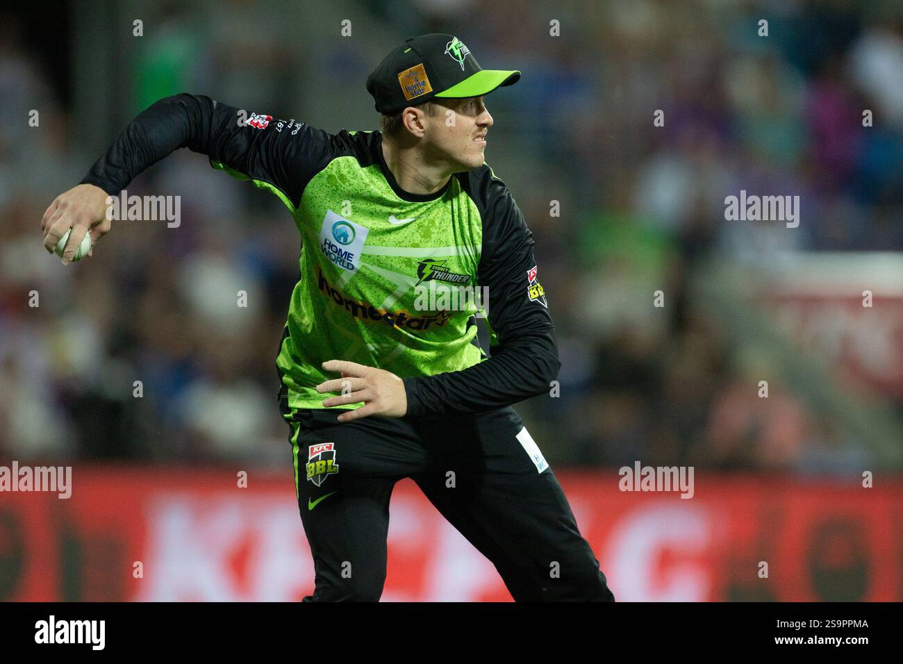 Hobart, Australia. 27th Jan, 2025. Liam Hatcher fielding for Sydney ...