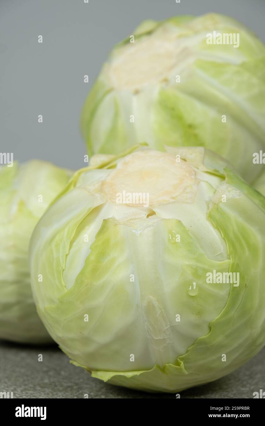 Whole heads of fresh white cabbage close-up Stock Photo - Alamy