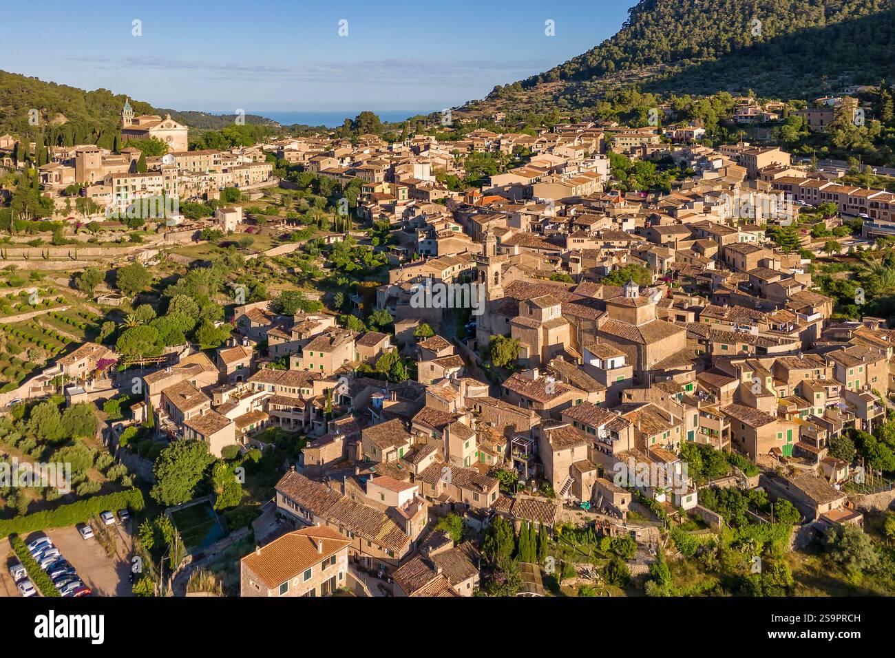 Aerial view of the historic Carthusian Monastery Valldemossa in ...