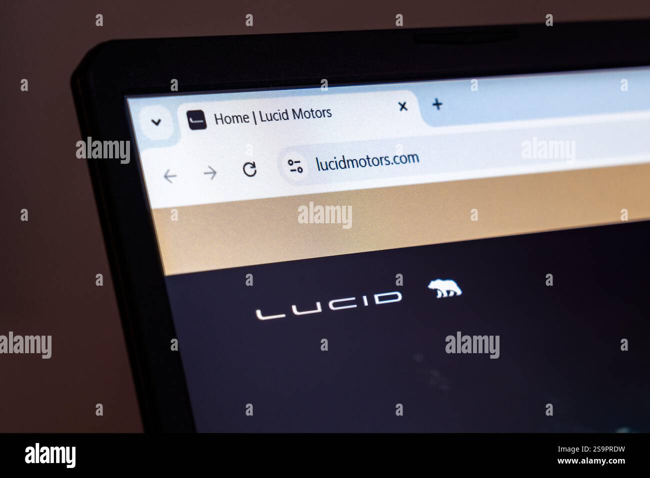 New York, USA - January 22, 2025: Lucid Motors website displayed on ...