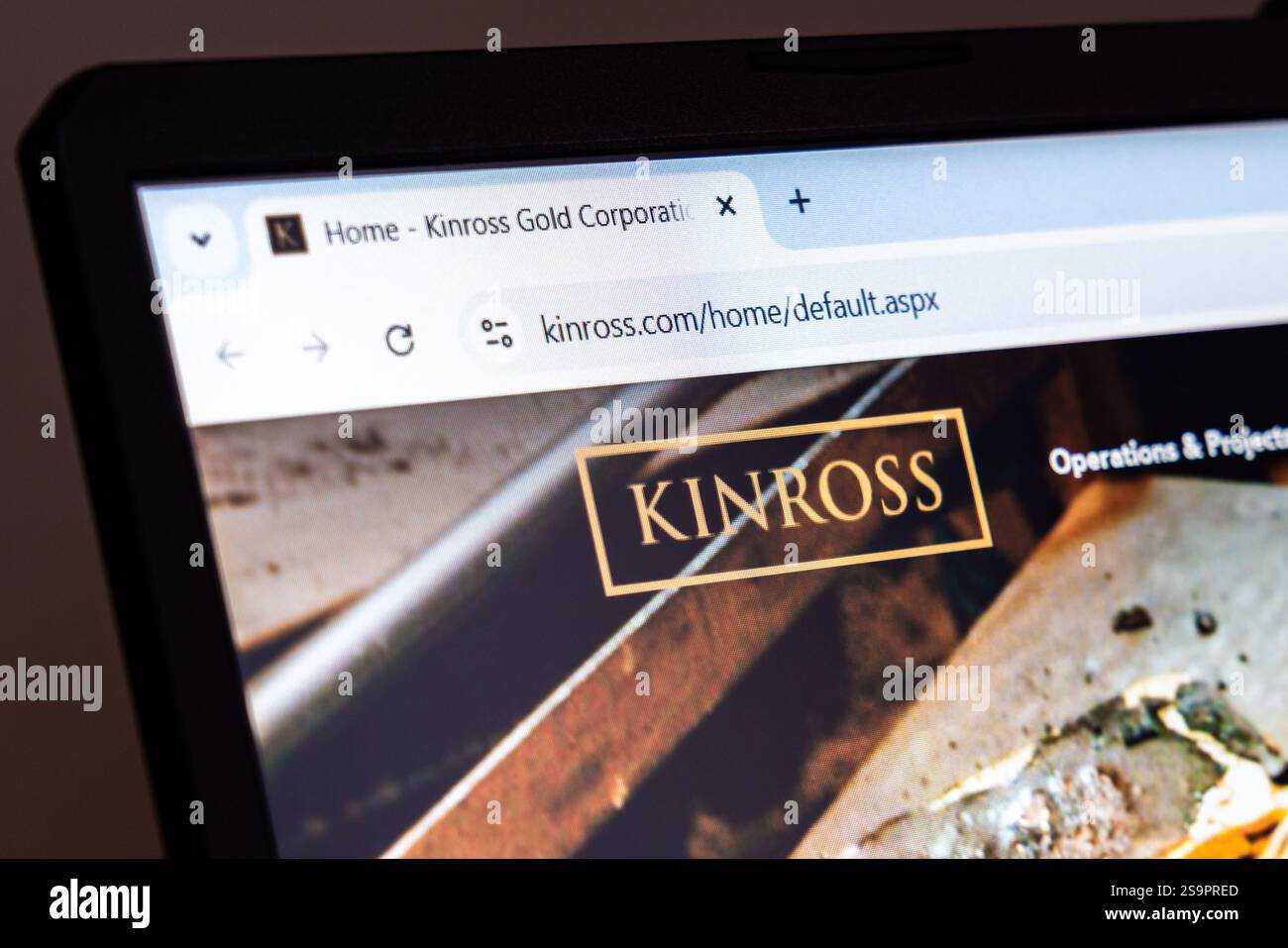 New York, USA - January 22, 2025: Kinross Gold Corporation website displayed on laptop screen ...
