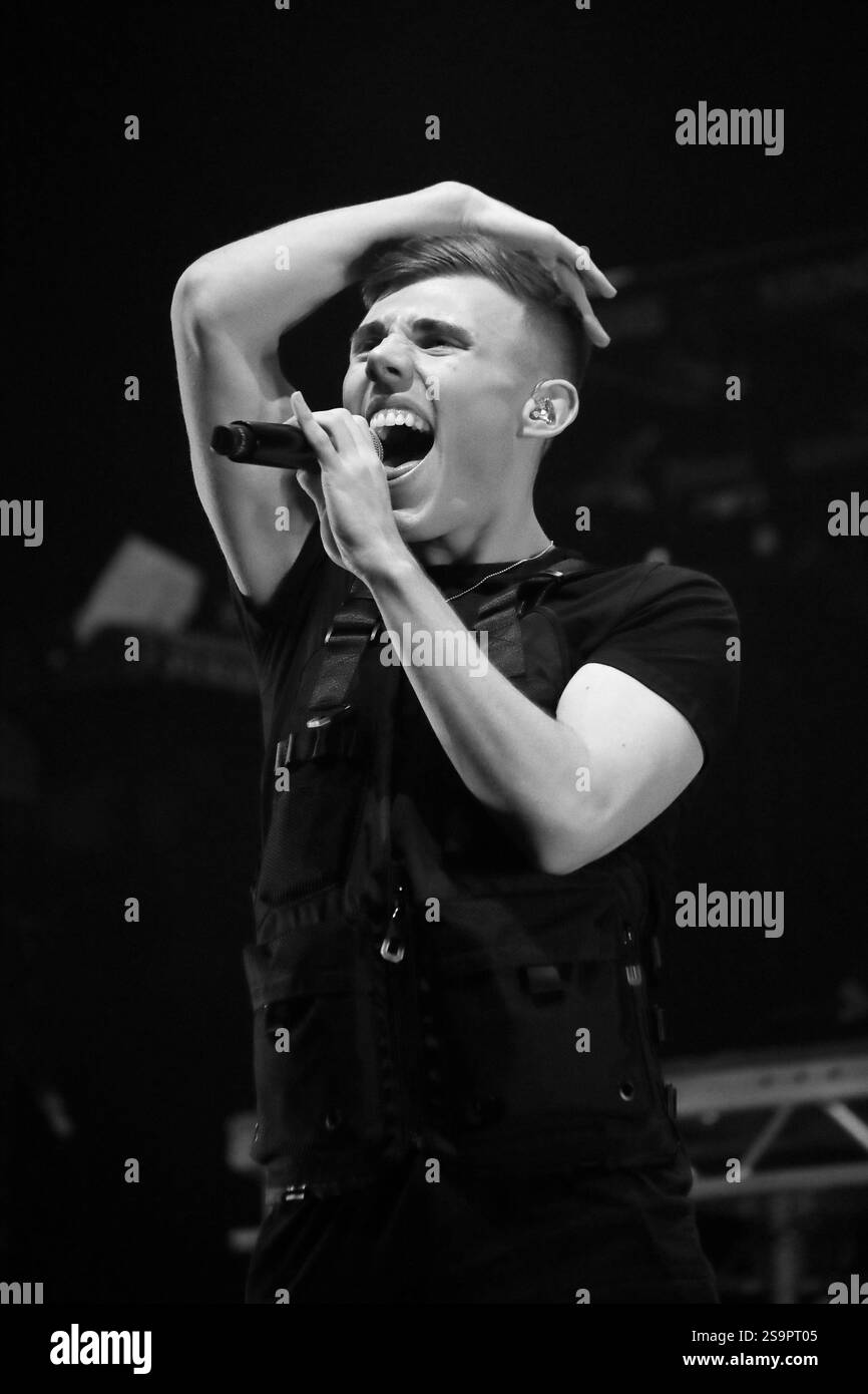 Asher Knight performs at An evening with Will Young at the Apollo ...