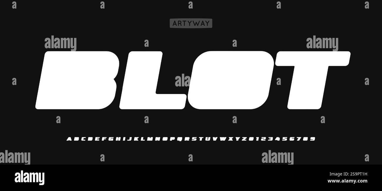 Smooth thick alphabet, modern fat letters, blocky font with clean ...