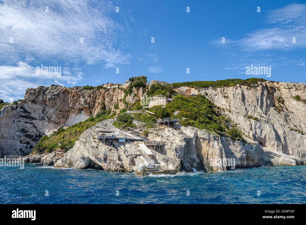 Coastal views of Skinari lighthouse on Zakynthos island, Greece Stock ...