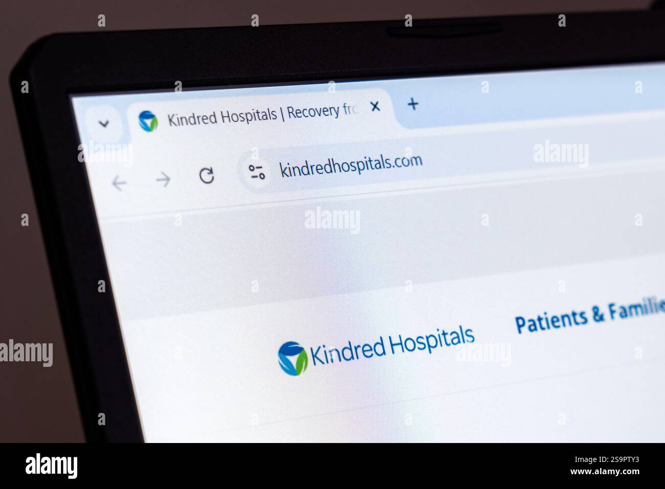 New York, USA - January 22, 2025: Kindred Hospitals website displayed on laptop screen ...