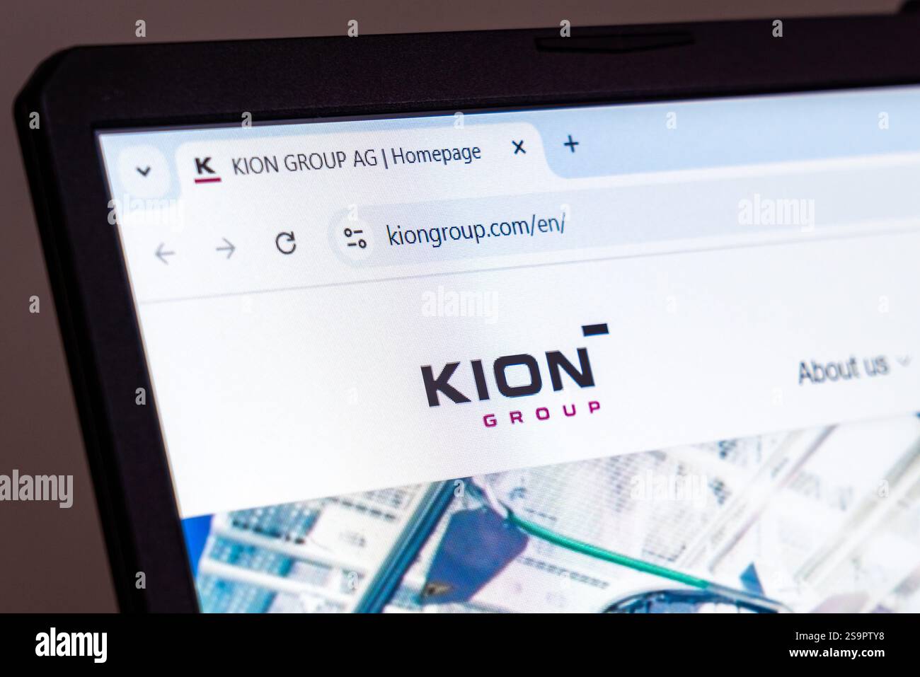 New York, USA - January 22, 2025: KION Group website displayed on laptop screen showcasing ...