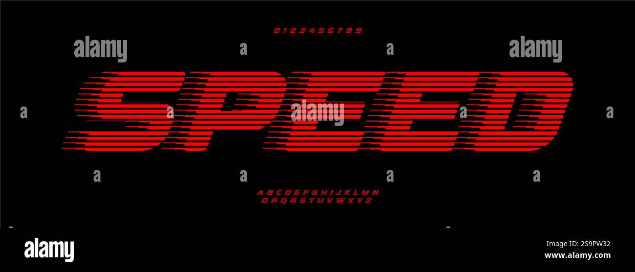 Speed typeface, streamlined letters, energetic racing font for modern ...