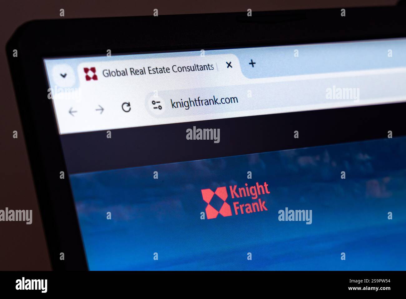 New York, USA - January 22, 2025: Knight Frank website displayed on laptop screen showcasing ...