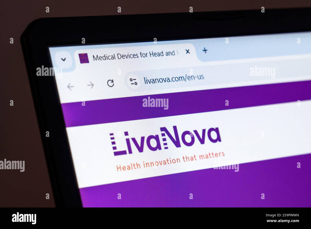 New York, USA - January 22, 2025: LivaNova website displayed on laptop ...
