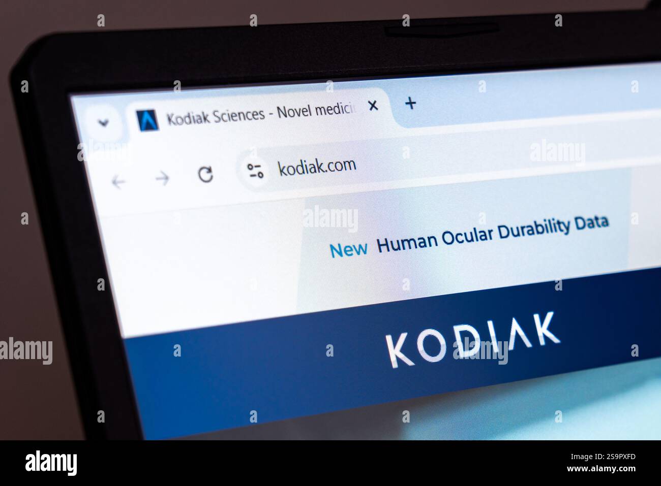 New York, USA - January 22, 2025: Kodiak Sciences official website homepage displaying human ...