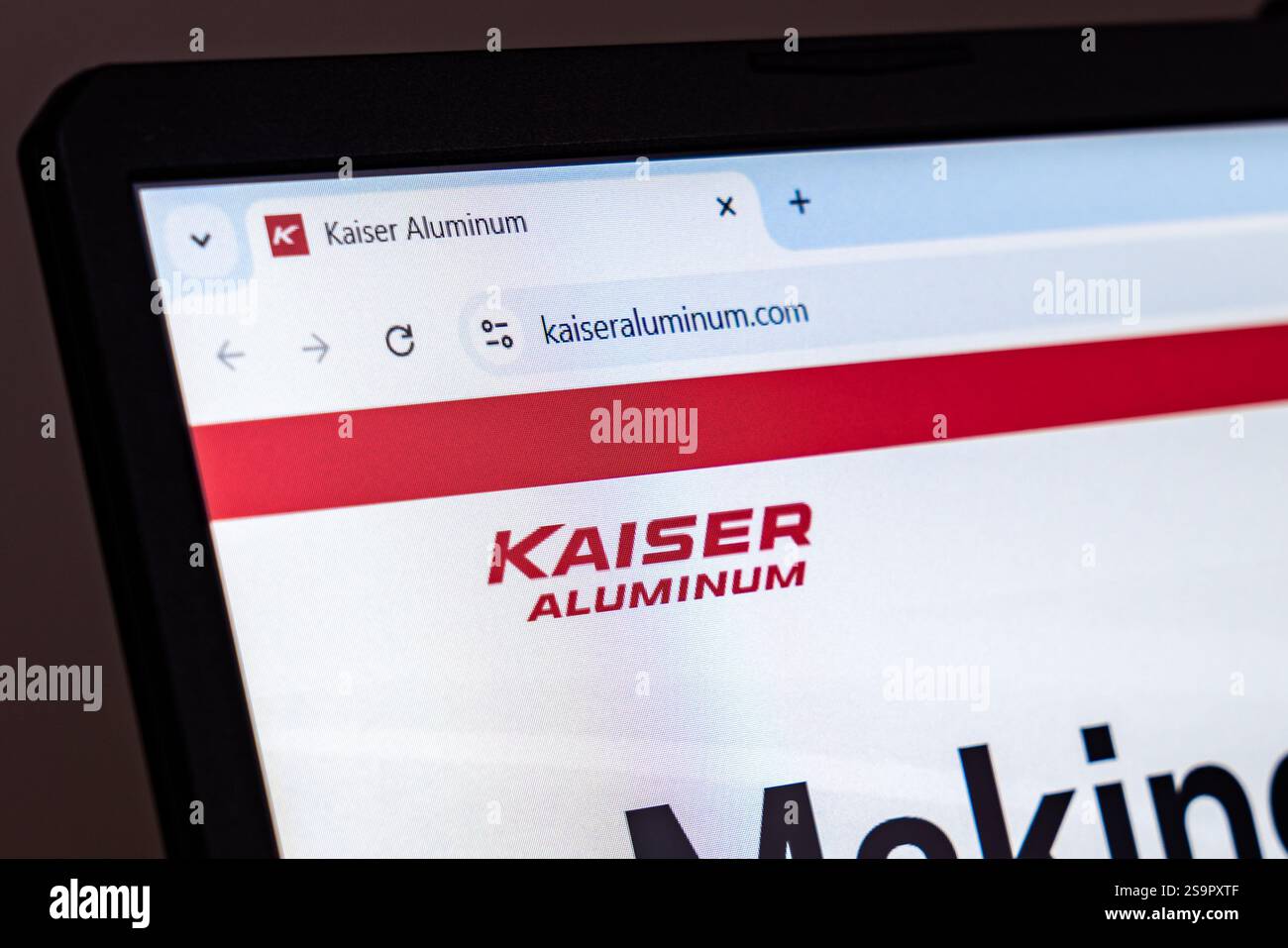 New York, USA - January 22, 2025: Kaiser Aluminum website homepage featuring company logo and ...