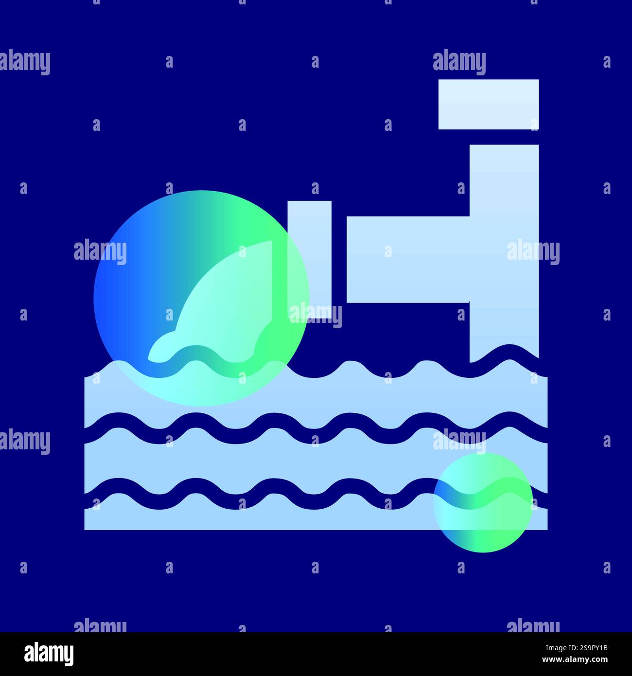 Drainage water system line black icon. Vector isolated button. Editable ...