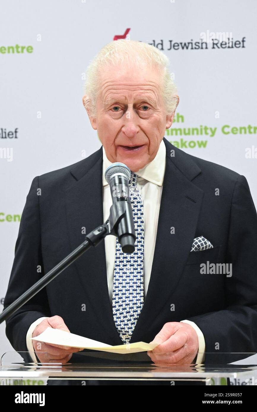 King Charles III gives a speech during his visit to the Jewish ...
