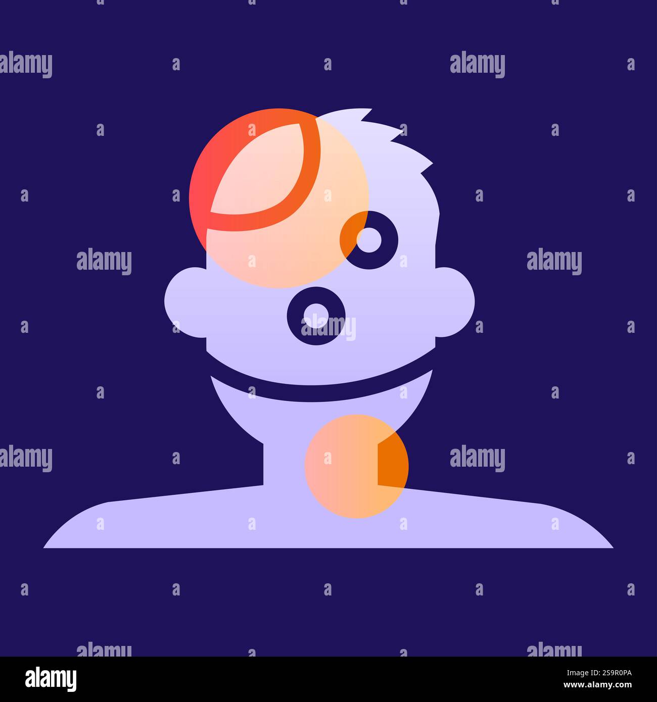 Alopecia areata glassmorphism illustration. Transparency blur elements ...