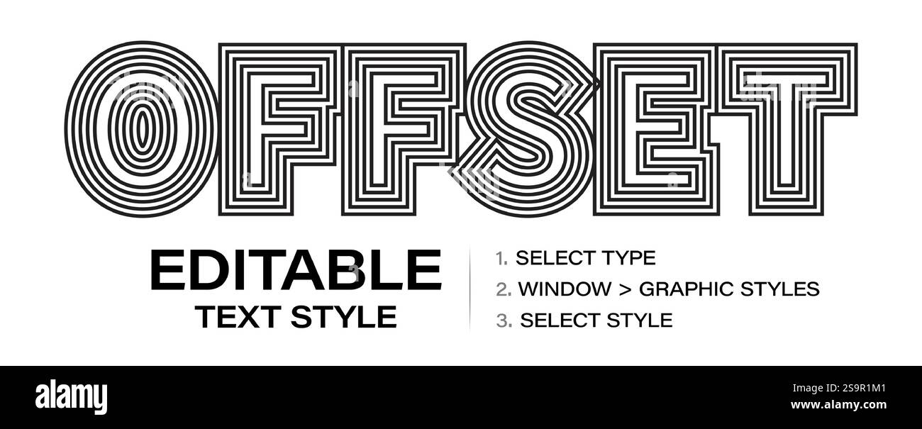 Layered outline text effect, editable graphic style, modern retro style ...