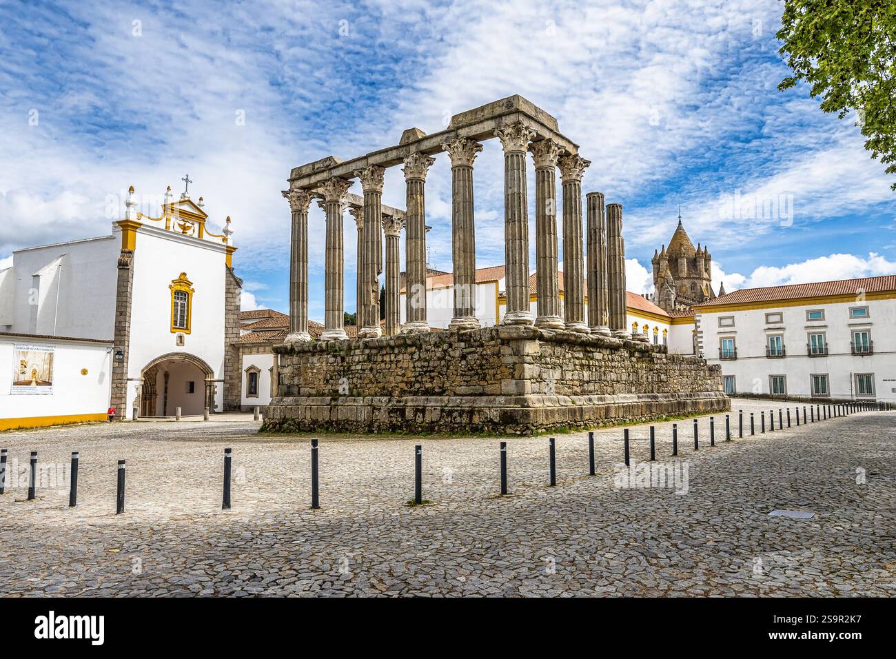 Ruins of the Roman Temple in Evora, Alentejo, Portugal. Temple of Diana ...