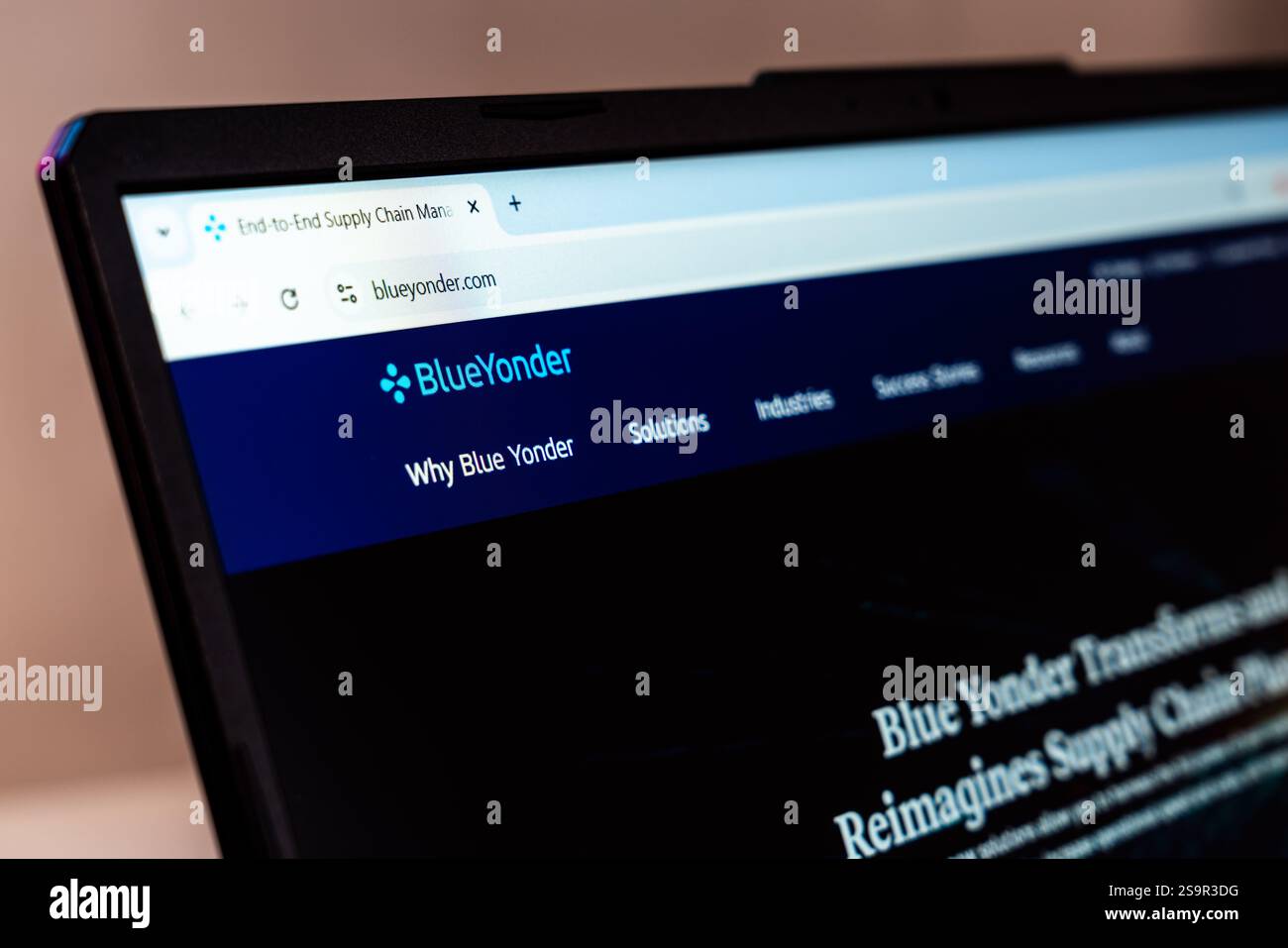 New York, USA - January 20, 2025: Blue Yonder website highlighting end ...