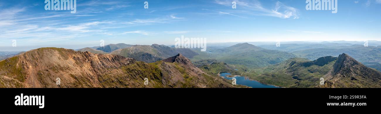Panoramic View of Snowdonia - Eryri, Gwynedd, Wales, UK Stock Photo - Alamy