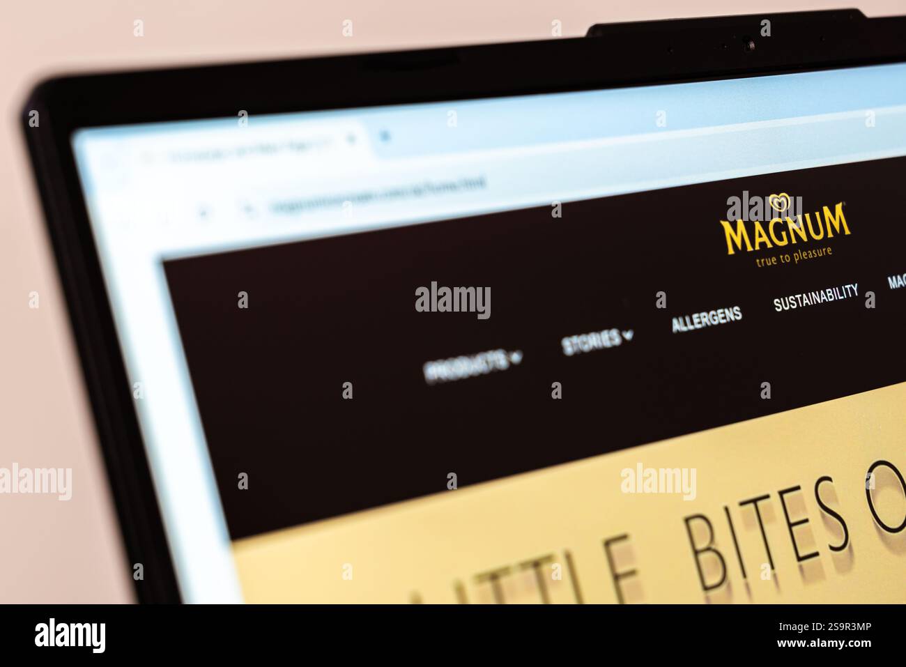 New York, USA - January 26, 2025: Magnum ice cream official website homepage displayed on laptop ...