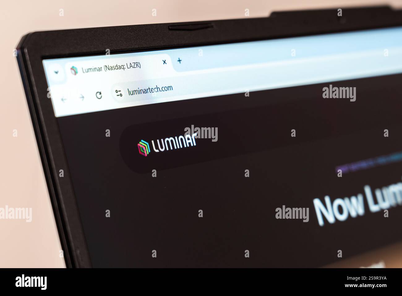 New York, USA - January 26, 2025: Luminar lidar technology company official website homepage ...