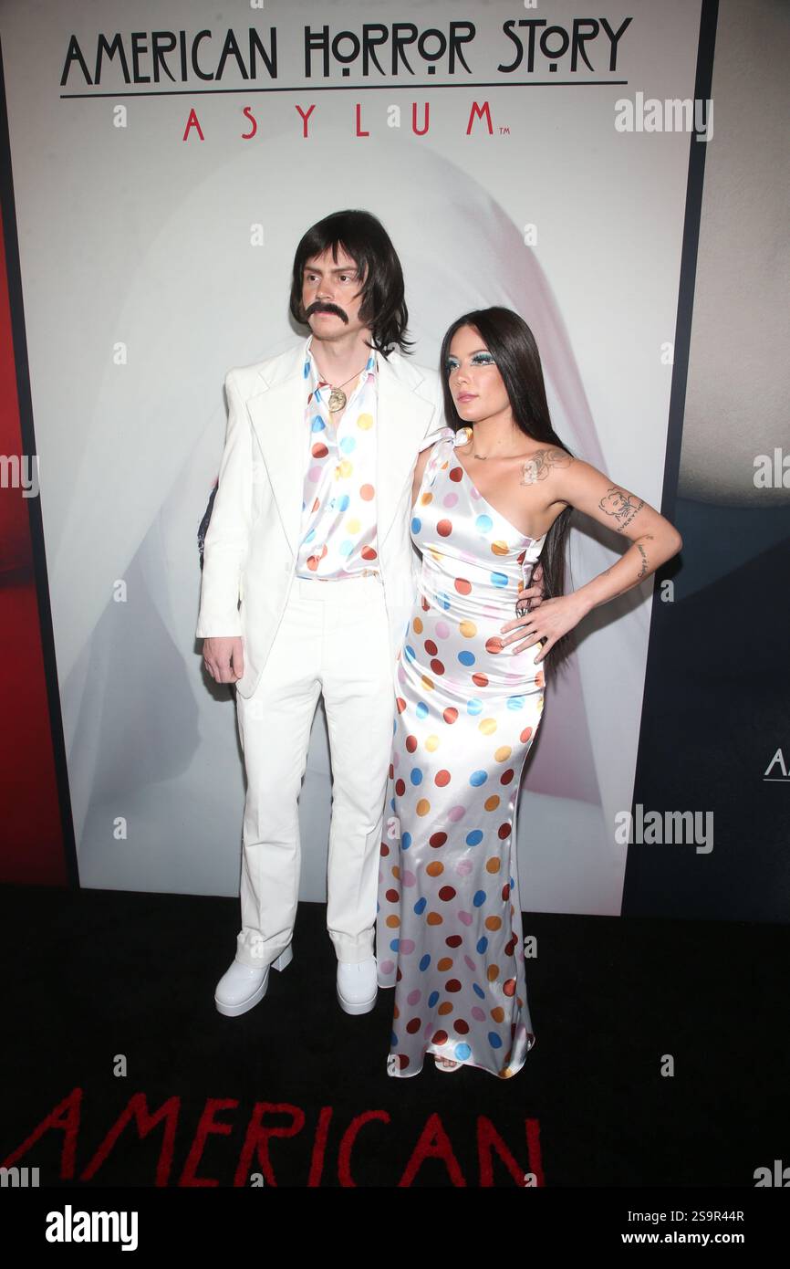 Evan Peters and Halsey at the 'American Horror Story' 100th Episode ...