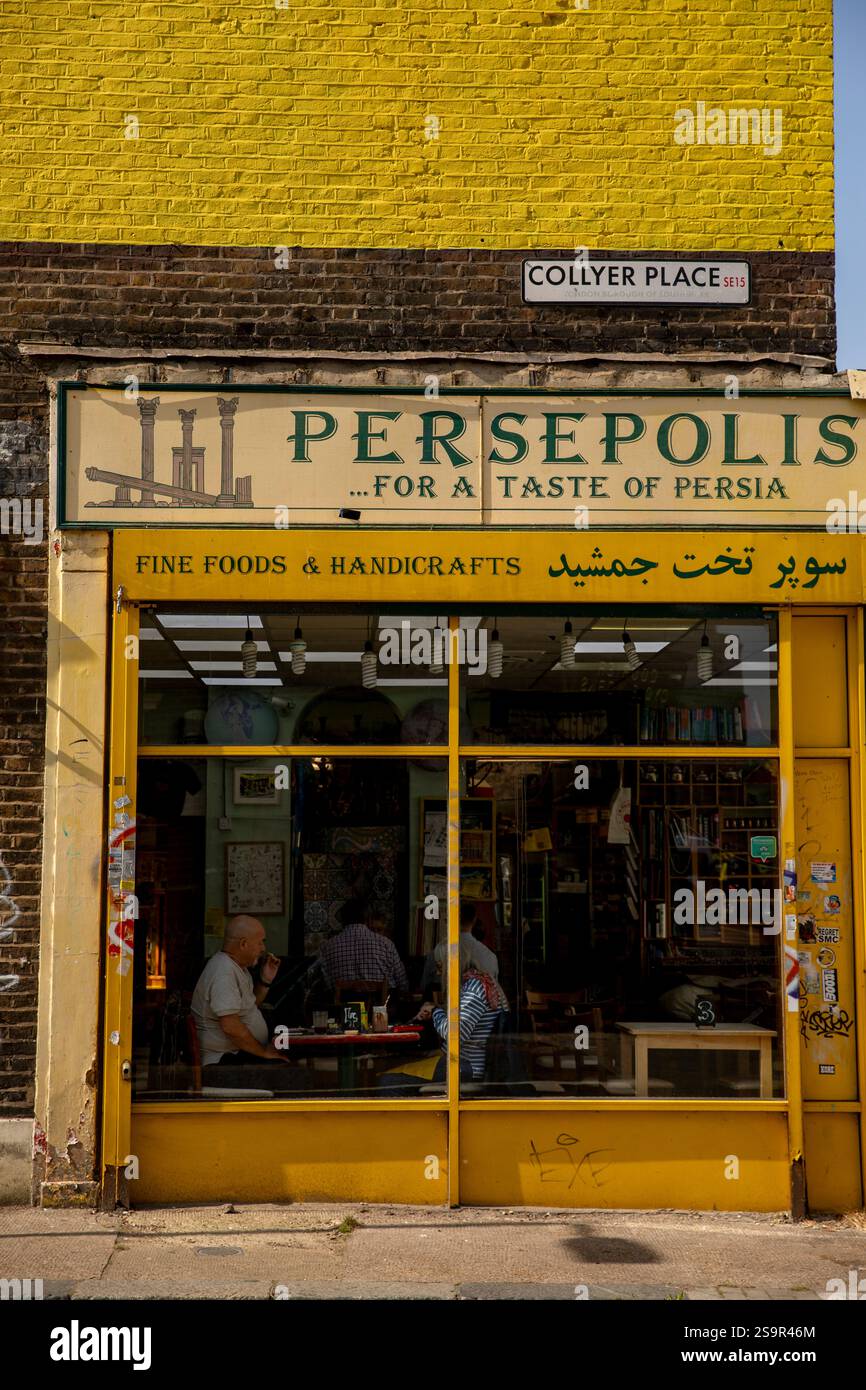 Persepolis, an Iranian grocery store and vegetarian restaurant in Peckham, South London ...