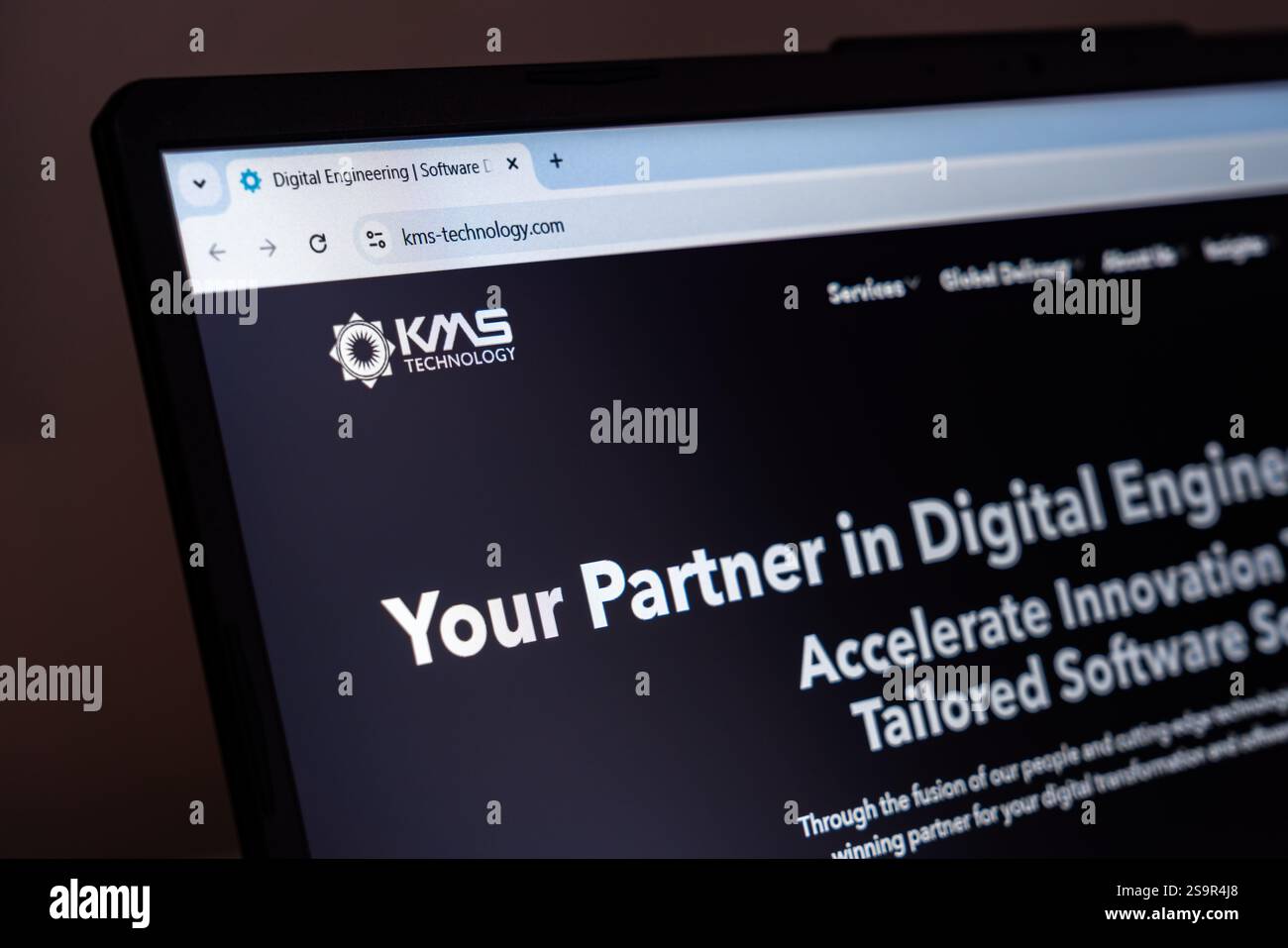 New York, USA - January 22, 2025: KMS Technology website displayed on laptop screen showcasing ...