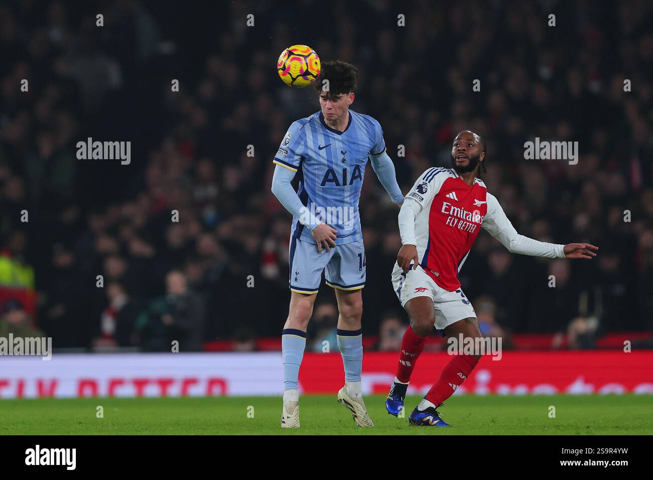 Archie Gray of Tottenham Hotspur and Raheem Sterling of Arsenal ...