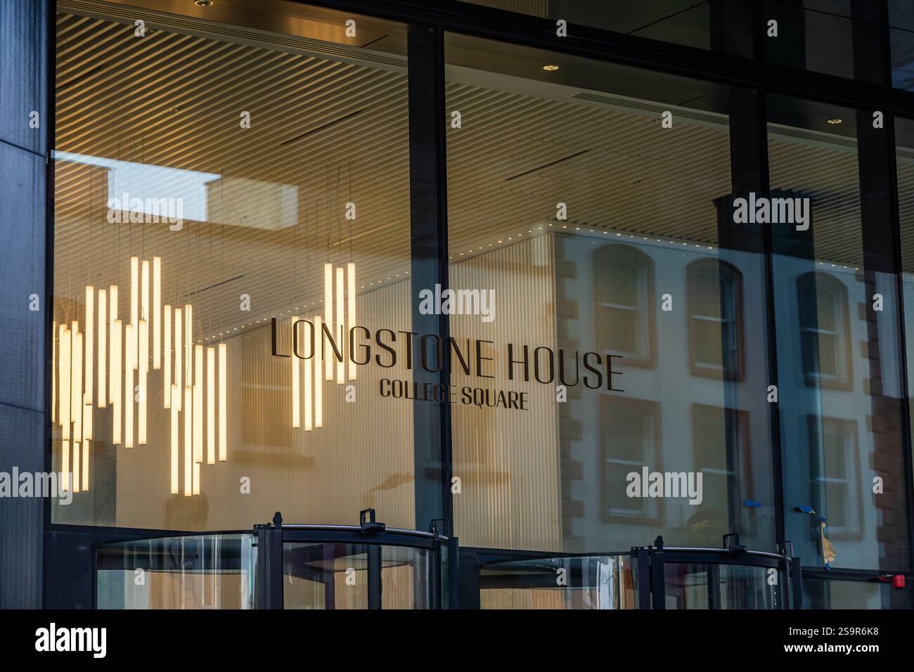 Sign at the entrance of the Longstone House office building in Dublin ...