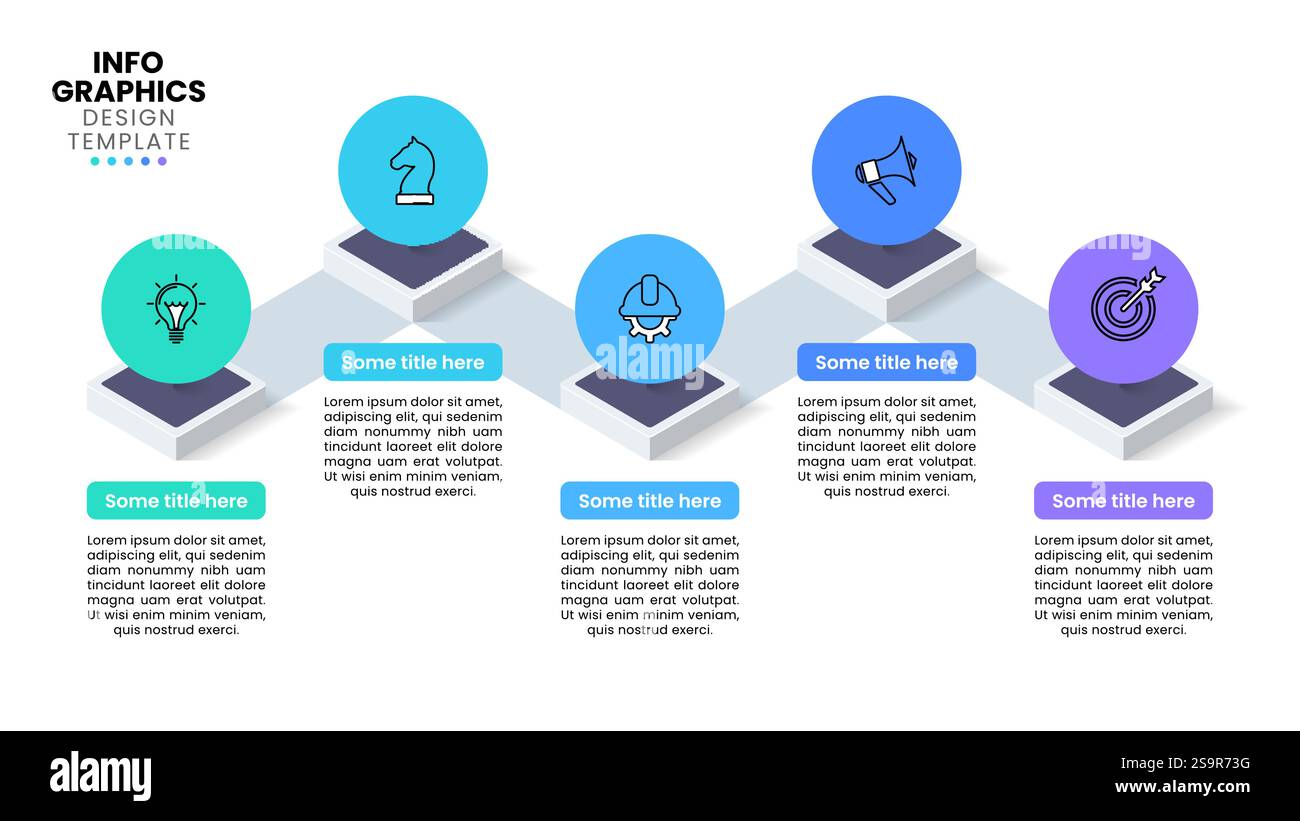 Infographic template with icons and 5 options or steps. Isometric line. Can be used for workflow ...