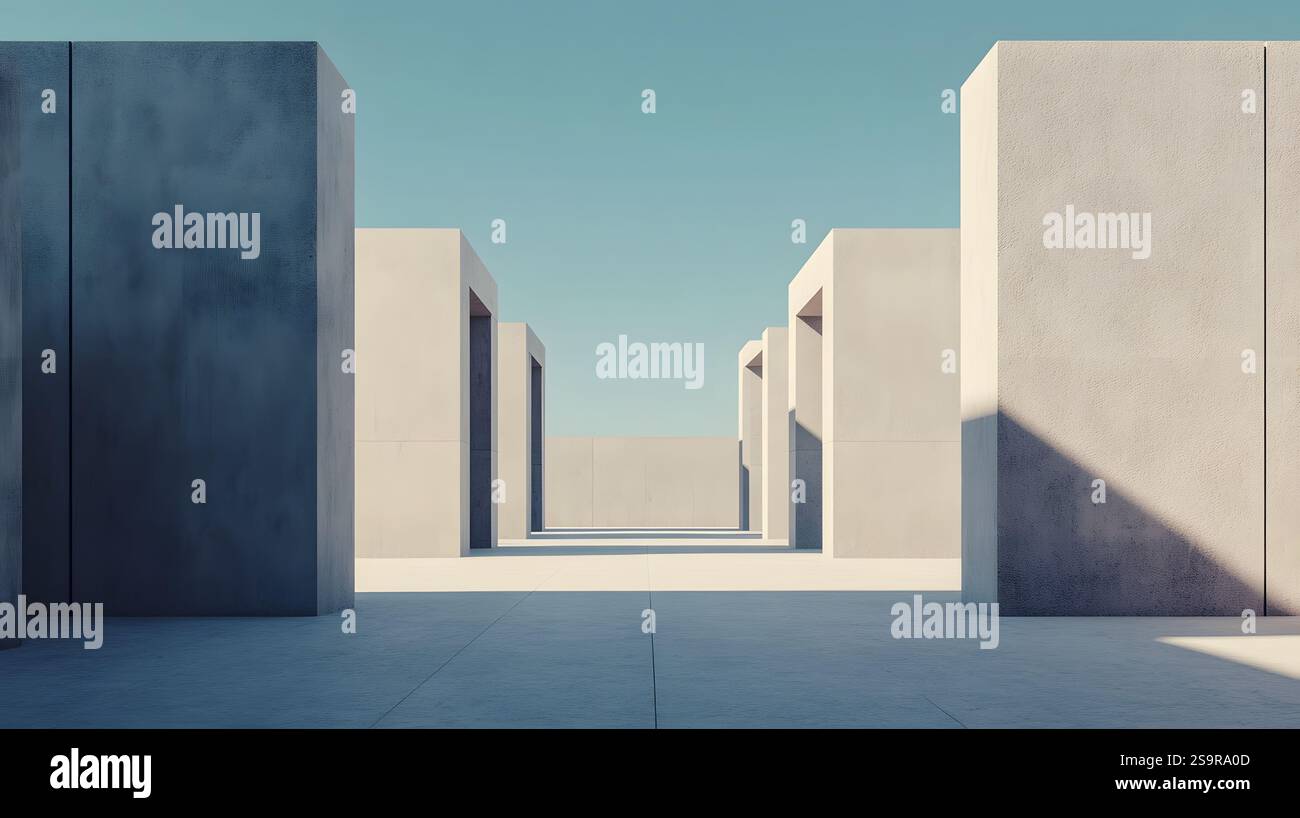 Minimalist 3D depicting simplistic urban pathways with overlapping ...