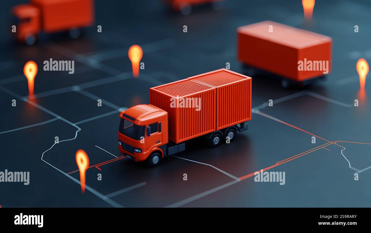 Efficient Logistics Network with Highlighted Distribution Hubs and 3D ...