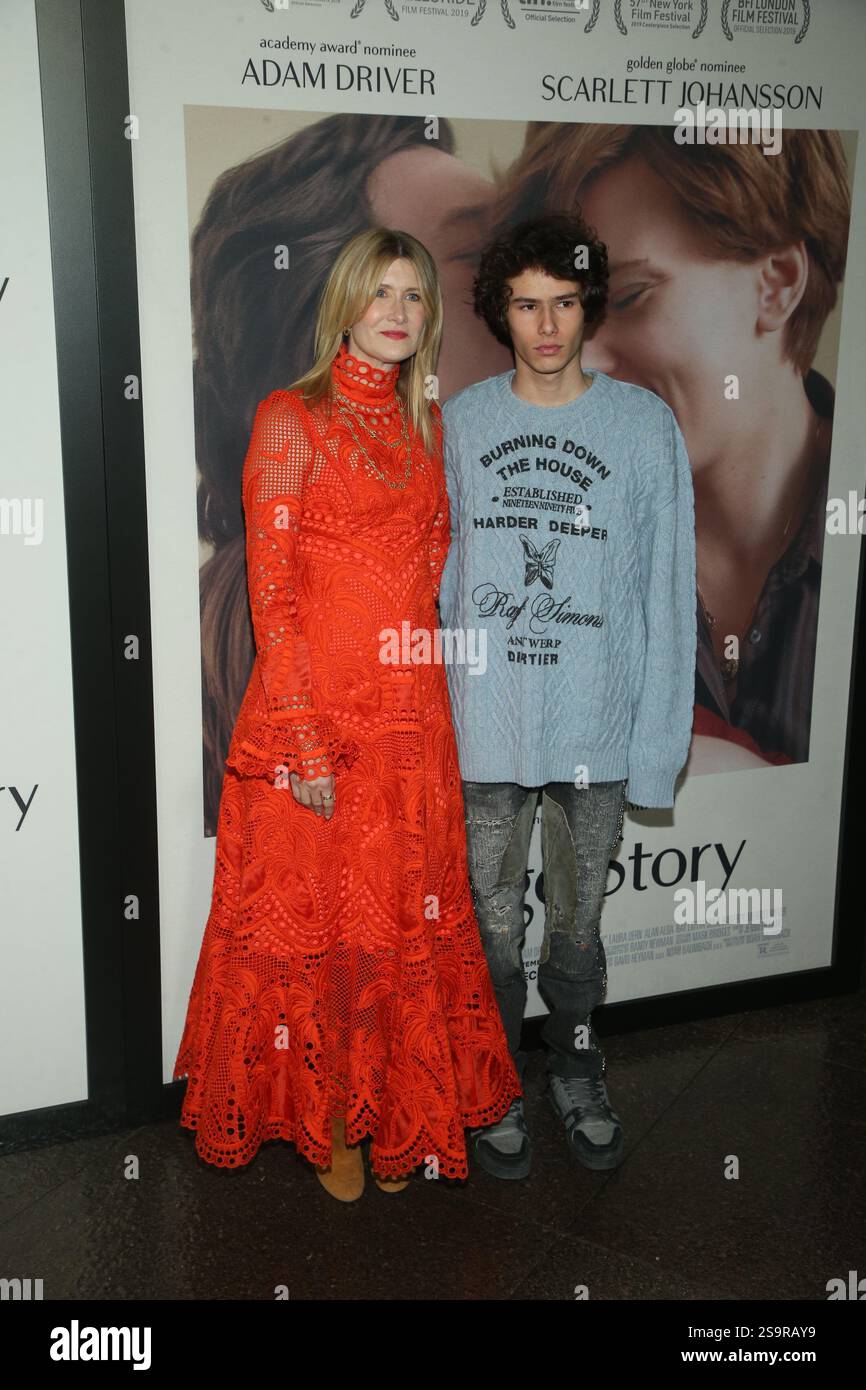 Laura Dern and son Ellery Harper at the 'Marriage Story' film premiere ...
